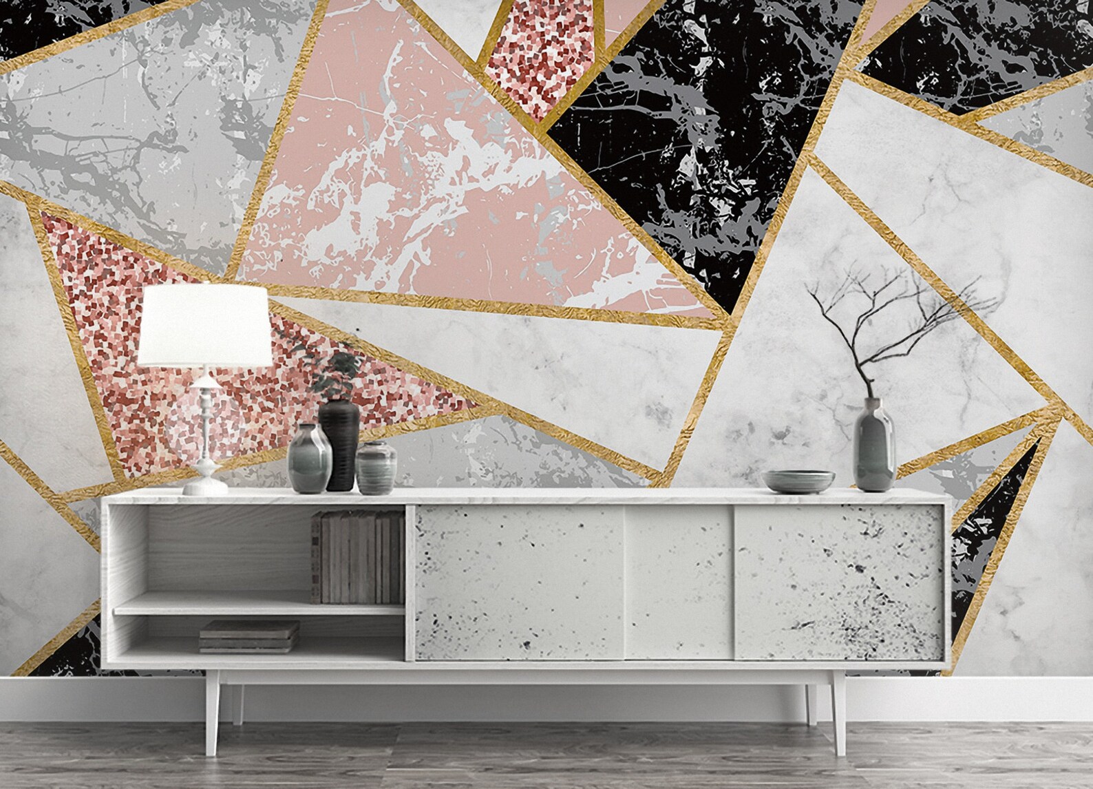 Triangle Wallpaper Geometry Abstract 3d Marble Peel and Stick - Etsy