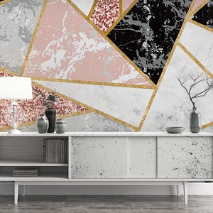 Triangle Wallpaper Geometry Abstract 3d Marble Peel and Stick Non Woven ...