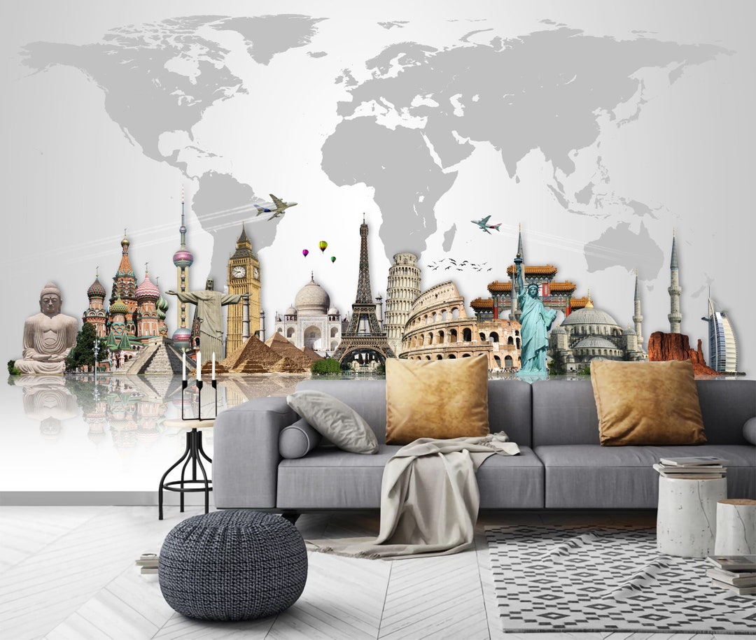 Removable Self Adhesive Peel and Stick Map Wallpaper Explorer Map Wall ...