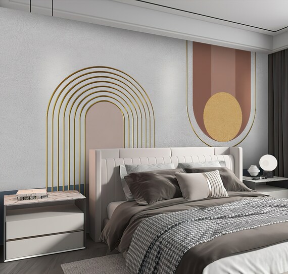 Geometry Wallpaper Circle Panel Scandinavian Abstract 3d Peel | Etsy