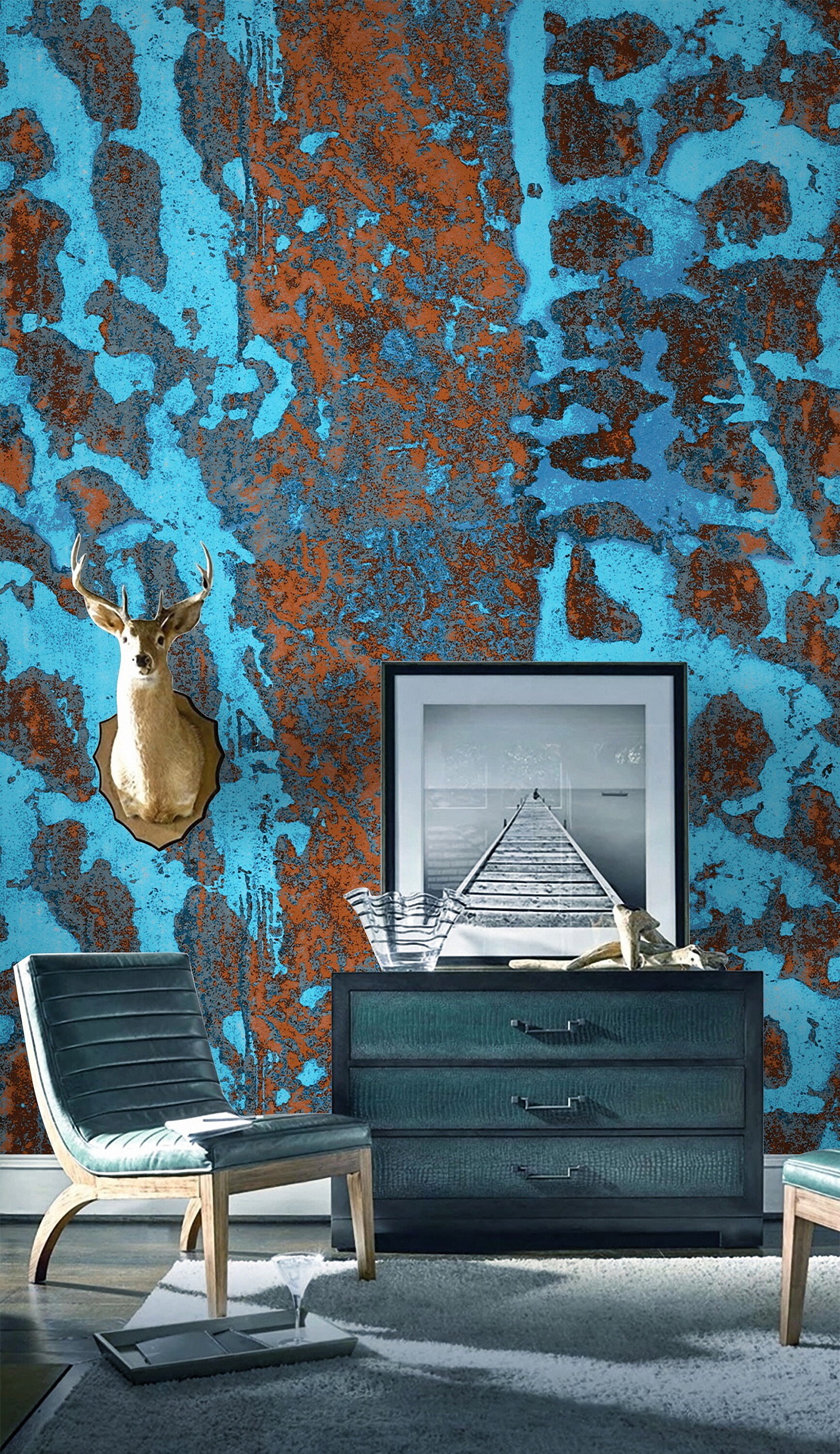 Texture Wallpaper Rust Dark Pattern Abstract Removable Self | Etsy