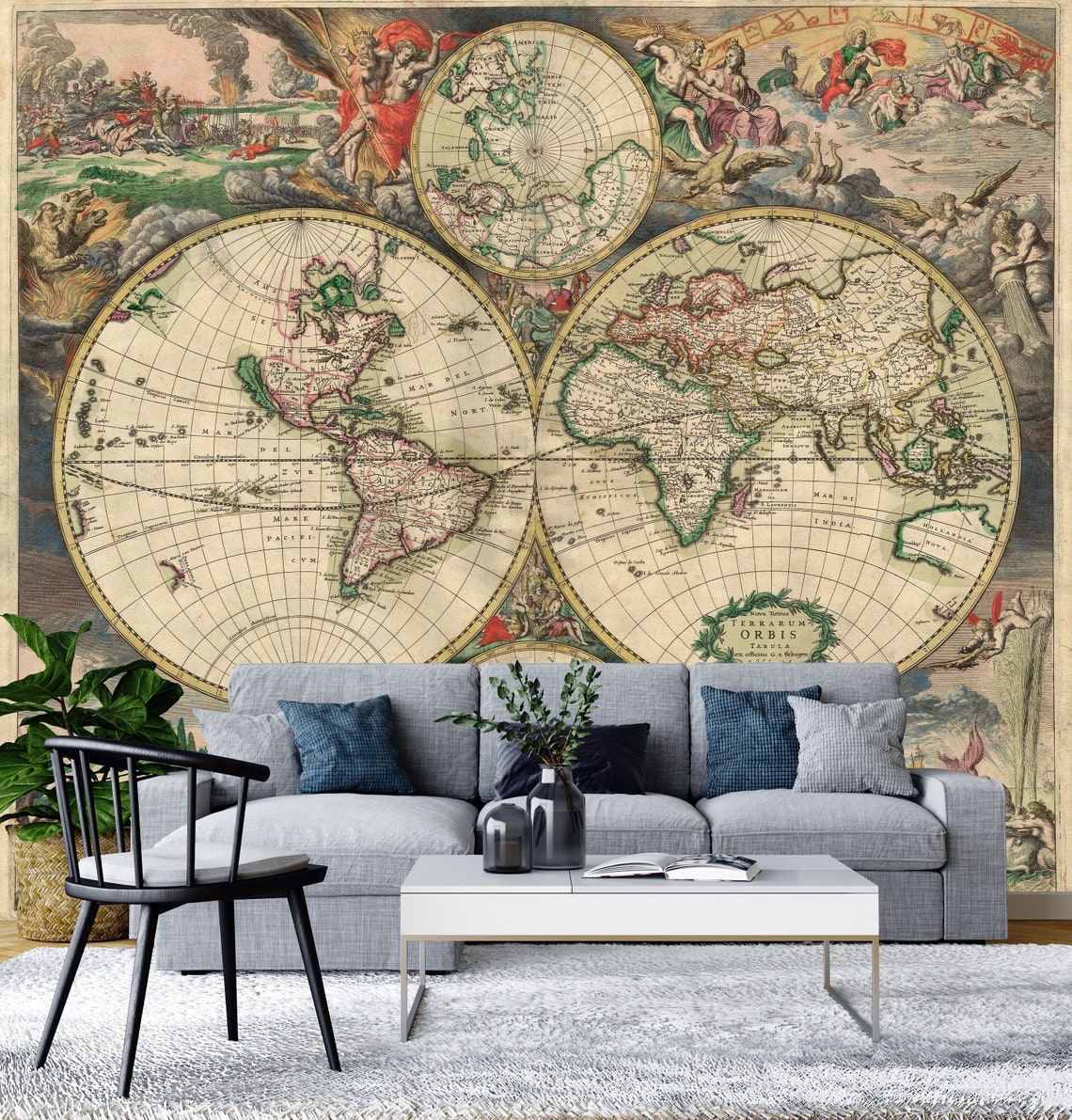 Customized Large World Map Decal Wallpaper Peel and Stick Self | Etsy