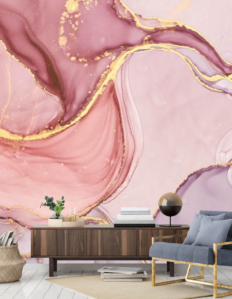 Roze marmeren behang Rose Goud Paarse Pastel Peel And Stick - Etsy ...