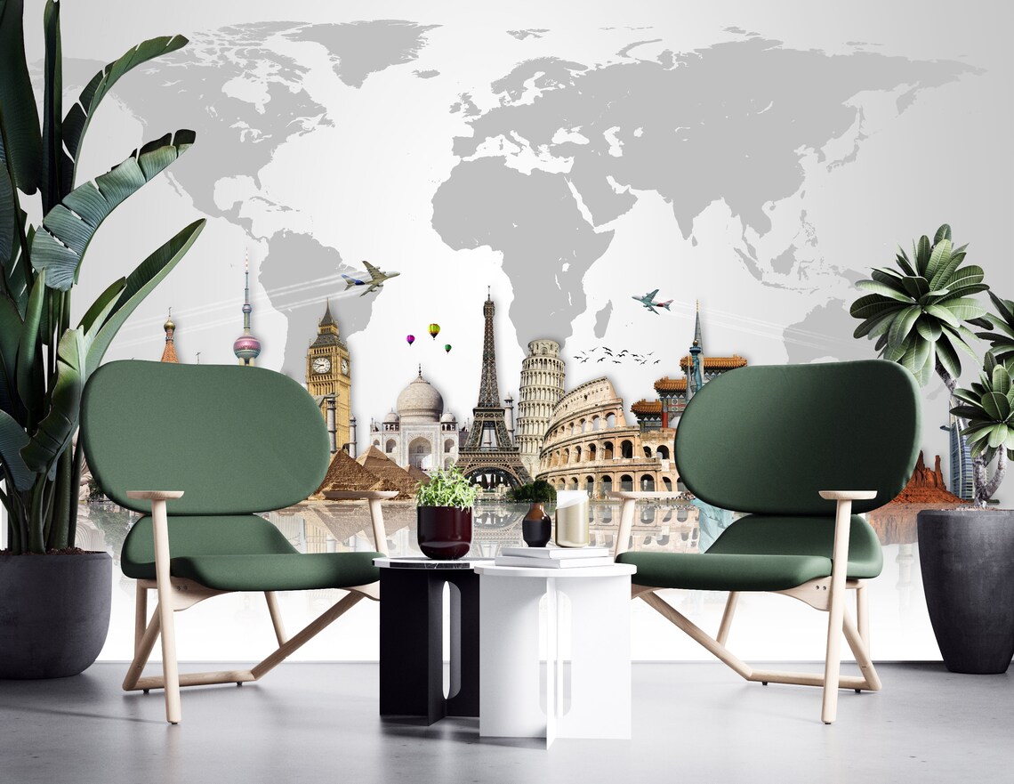 Removable Self Adhesive Peel and Stick Map Wallpaper Explorer - Etsy