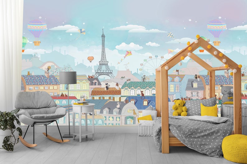 Soft Color Kids Wallpaper Cartoon Nursery Non Woven Eco - Etsy