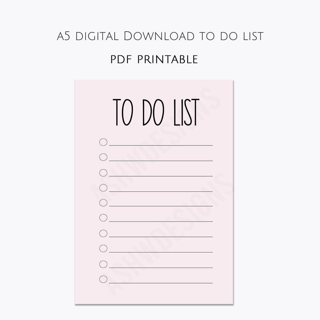 Simple Pink Lined to Do List Pdf Printable Digital Download for ...
