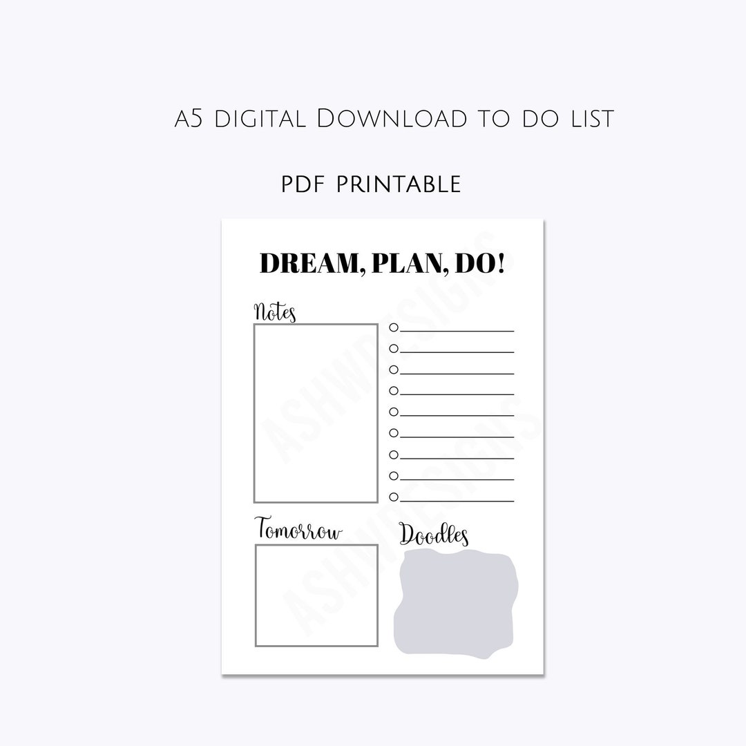 To Do List Dream Plan Do Minimal Pdf Digital Download - Etsy
