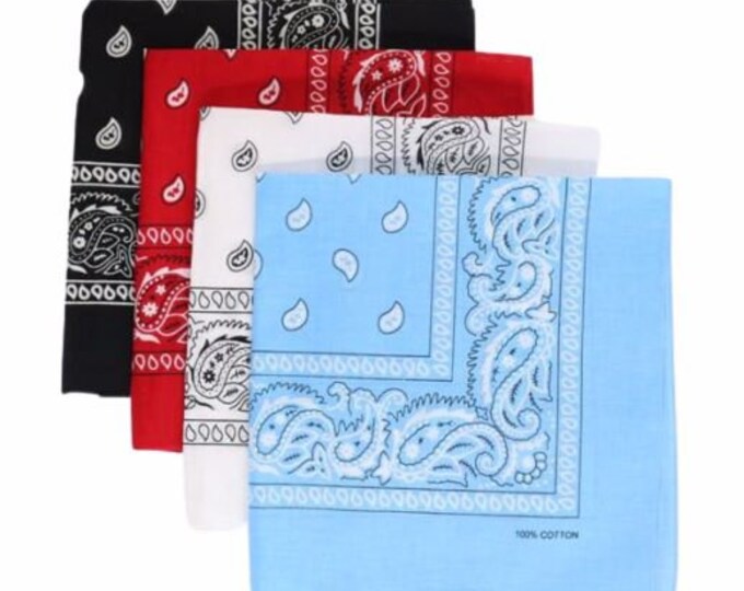 Made in the USA Paisley Bandanas Silver 3 Pack 100% Cotton 22 X 22 - Etsy