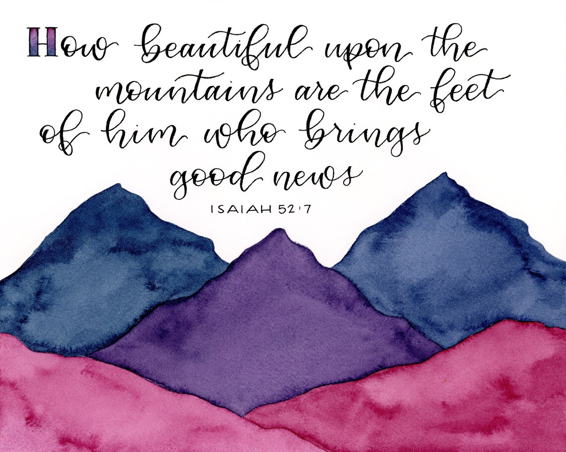 Watercolor Print Mountains Bible Verse Wall Art | Etsy