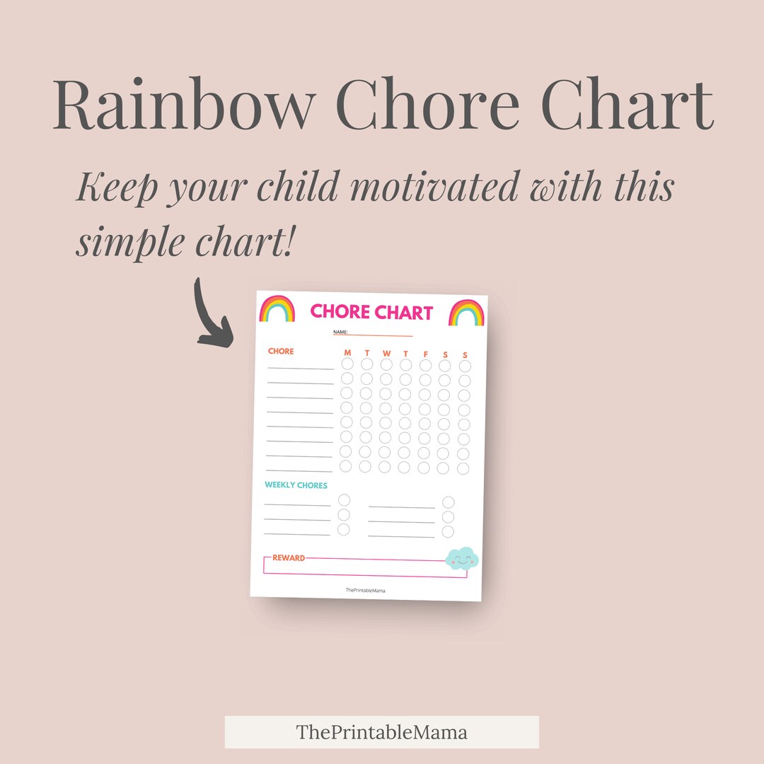Rainbow Chore Chart Keep Your Child Motivated in Doing Their Chores and ...
