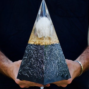 Black Orgonite Pyramid for Strong EMF & 5G. Mental Health Gift. Stress ...
