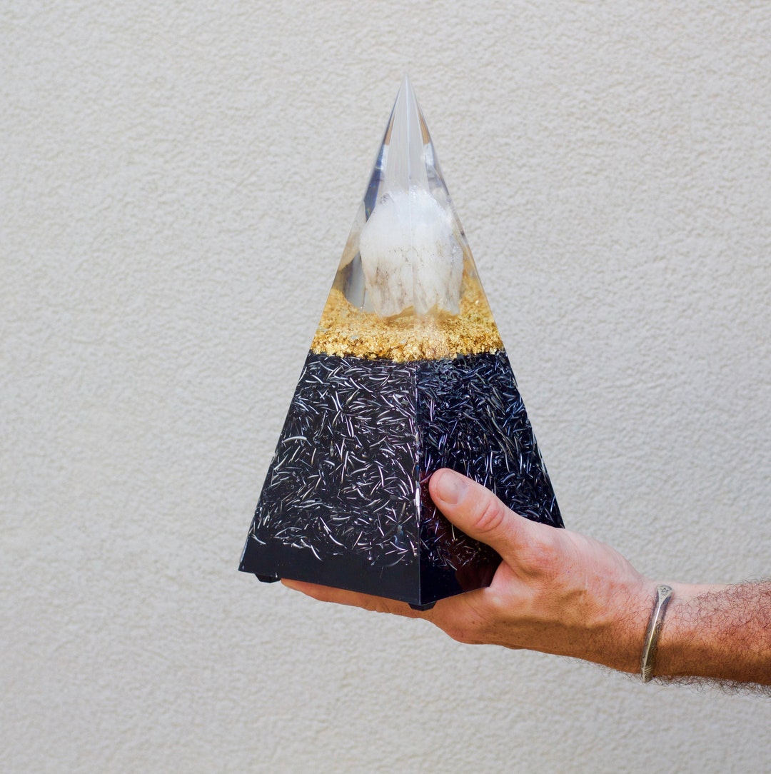 Black Orgonite Pyramid for Strong EMF & 5G. Mental Health Gift. Stress ...