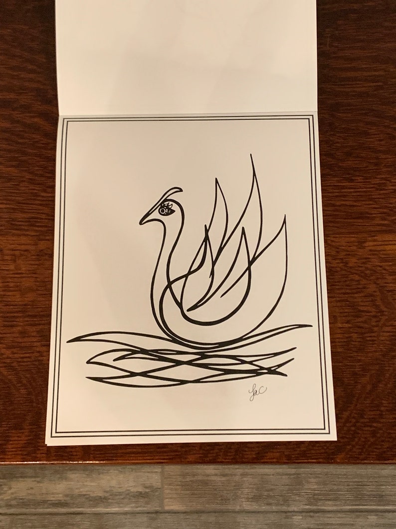 10 Coloring Sheets LAC Birds Drawings Swans & Penguins - Etsy