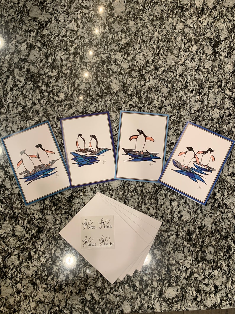 LAC Birds Penguin Greeting Card Collection Blank Fold Over Card Penguin ...