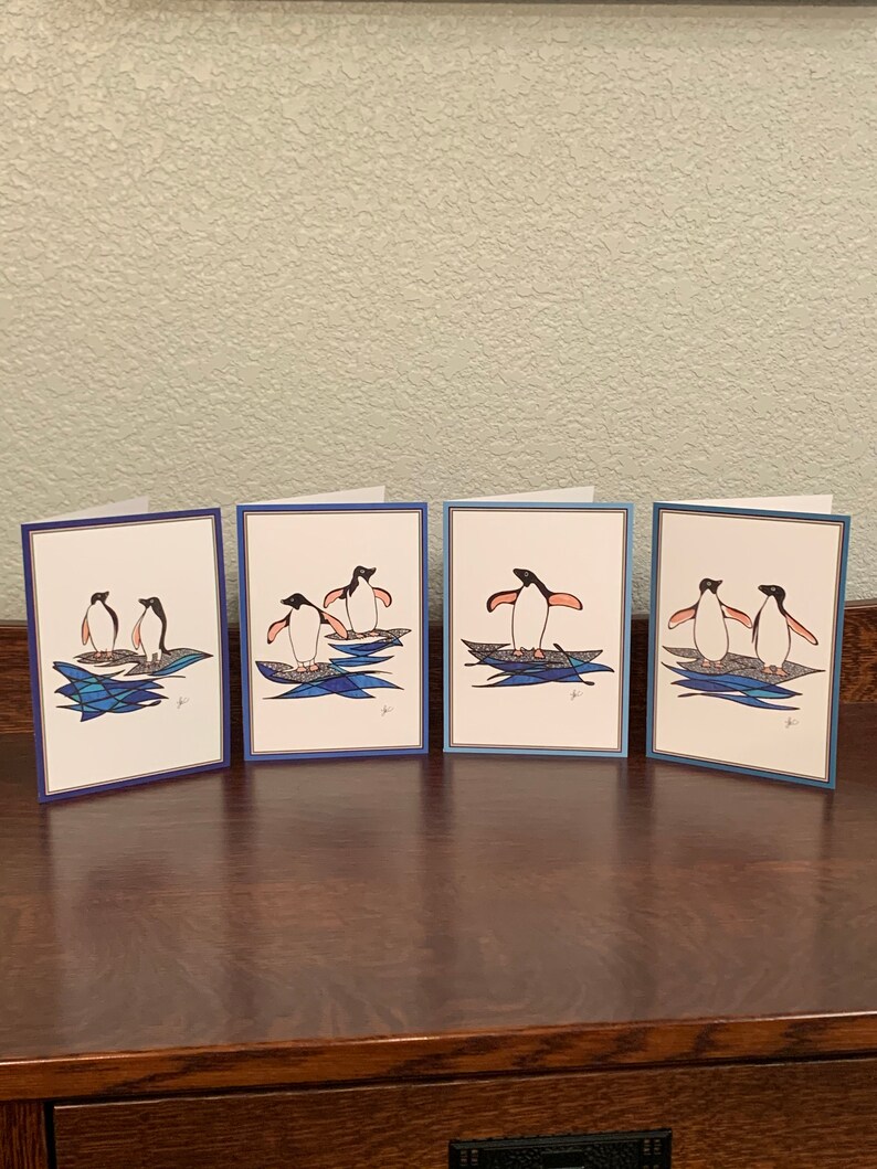 LAC Birds Penguin Greeting Card Collection Blank Fold Over Card Penguin ...