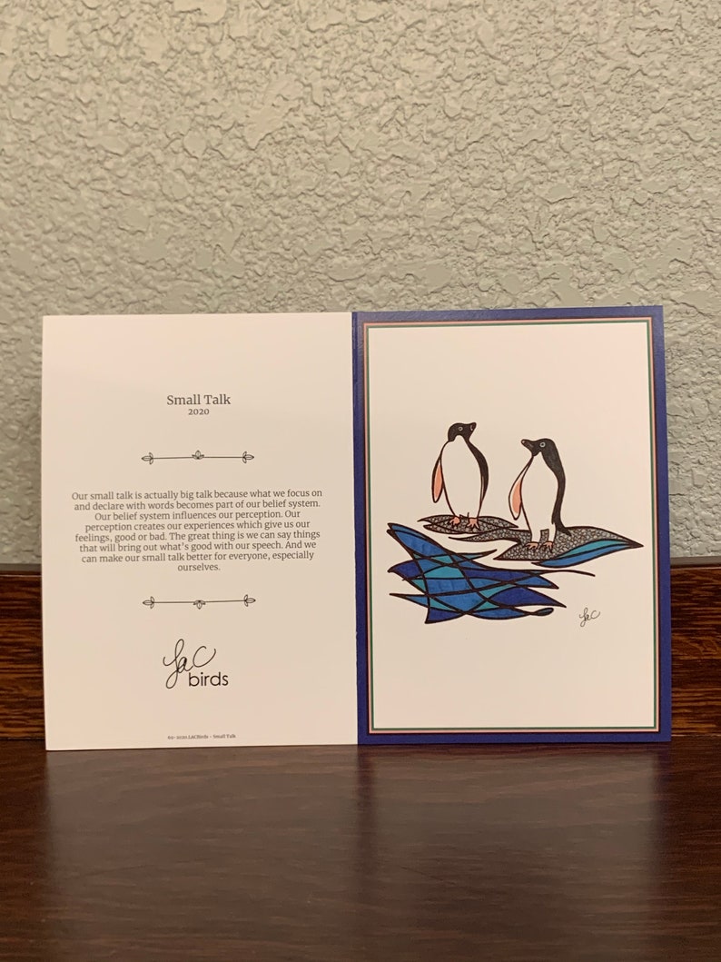 LAC Birds Penguin Greeting Card Collection Blank Fold Over Card Penguin ...