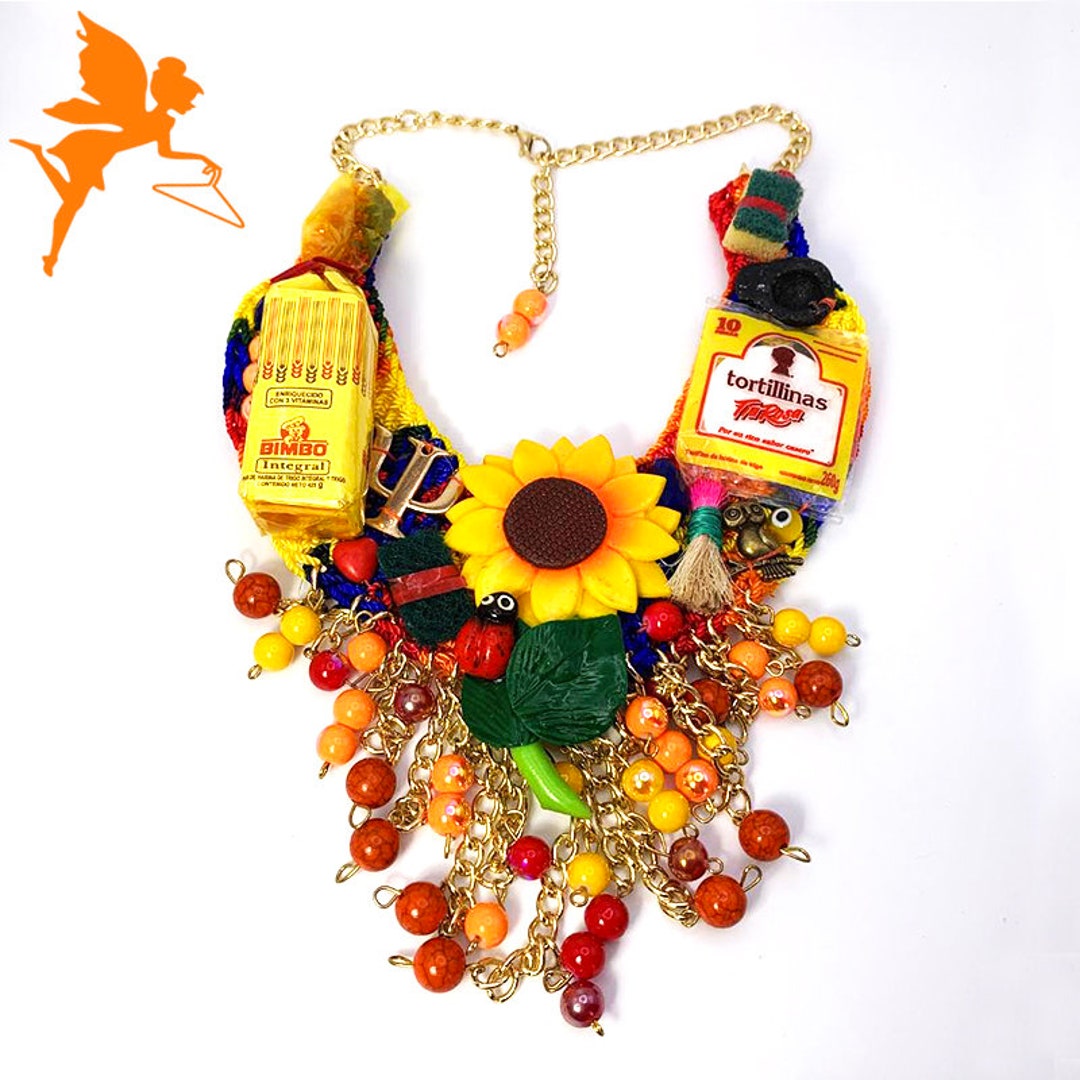 Handmade Crochet Back Sunflower Collage Bibb Necklace - Etsy