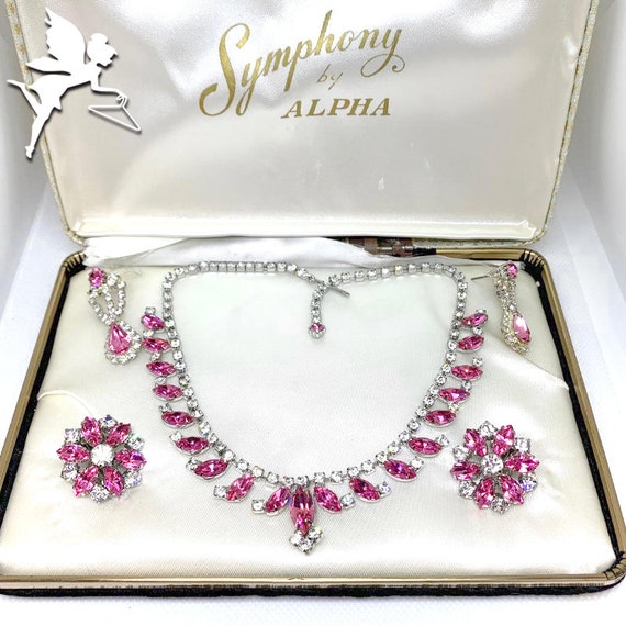 VINTAGE RARE Symphony by Alpha Rhinestone Jewelry Sui… - Gem