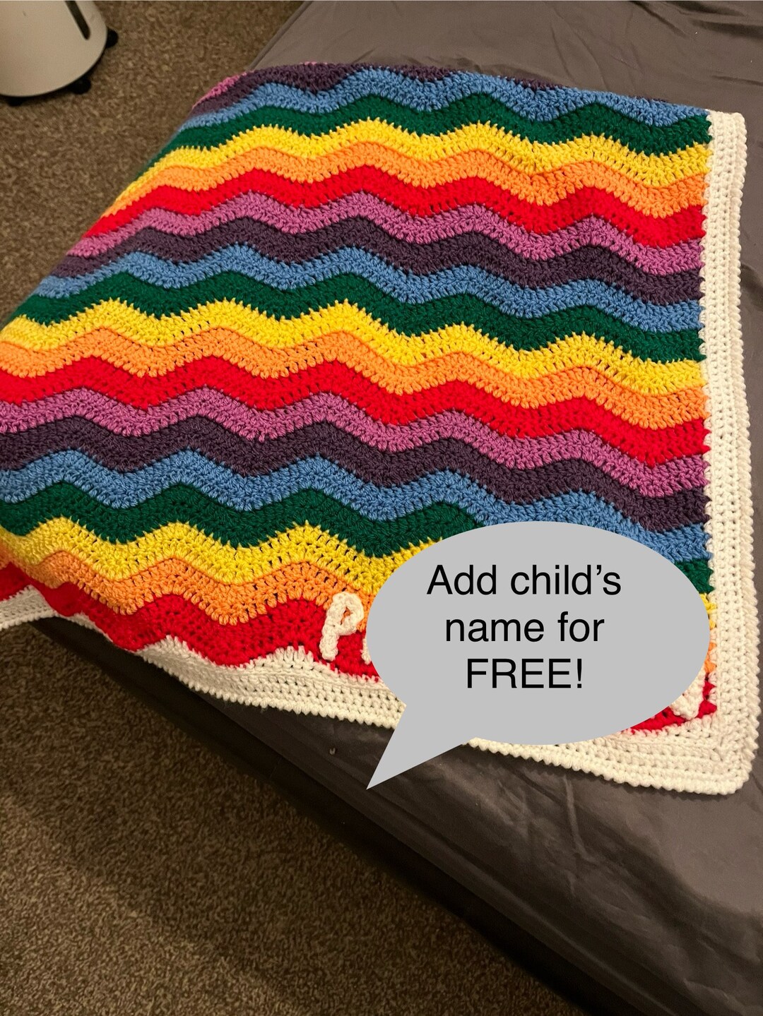 Rainbow Ripple Crochet Blanket - Etsy