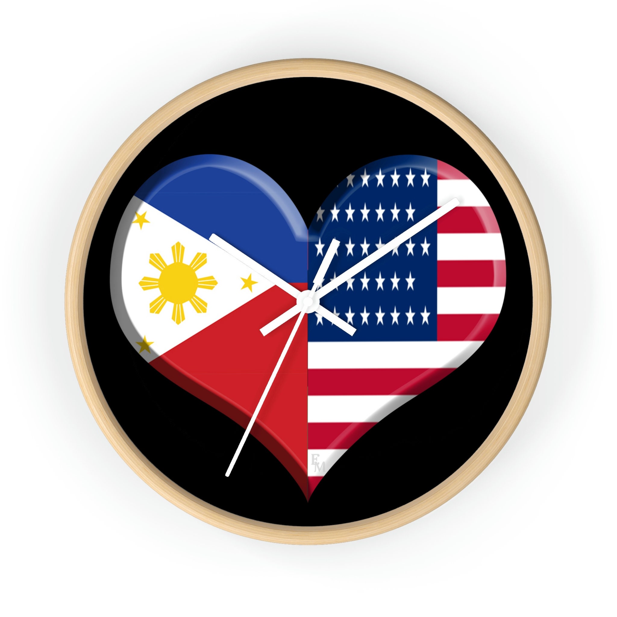 Philippine American Flag Heart Wall Clock Filipino Pride - Etsy