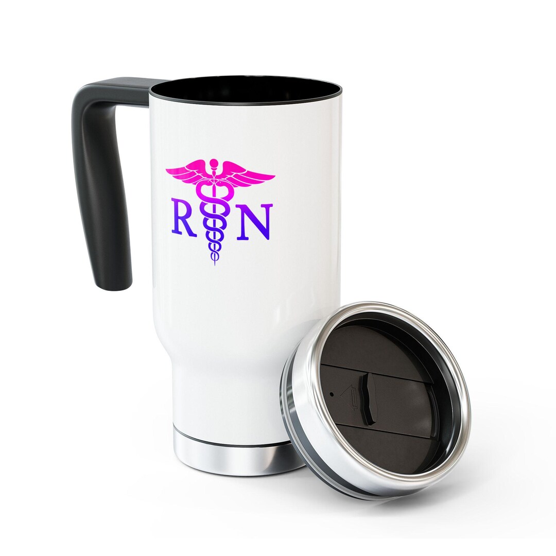 Nurse Travel Mug With Handle, 14oz Registered Nurse Stainless Steel ...