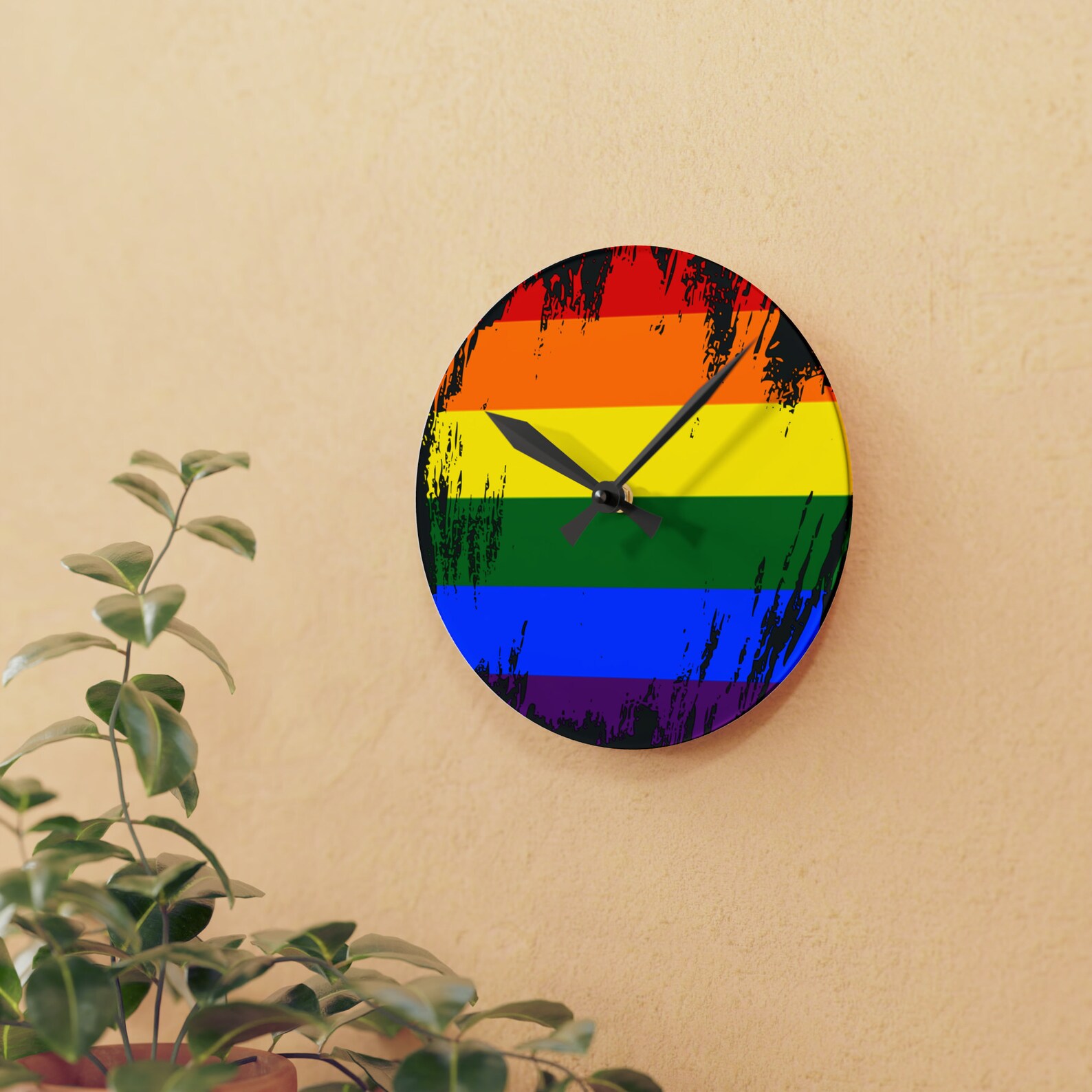Rainbow Wall Clock Gay Pride Flag LGBT Wall Clock Love is Love Decor ...