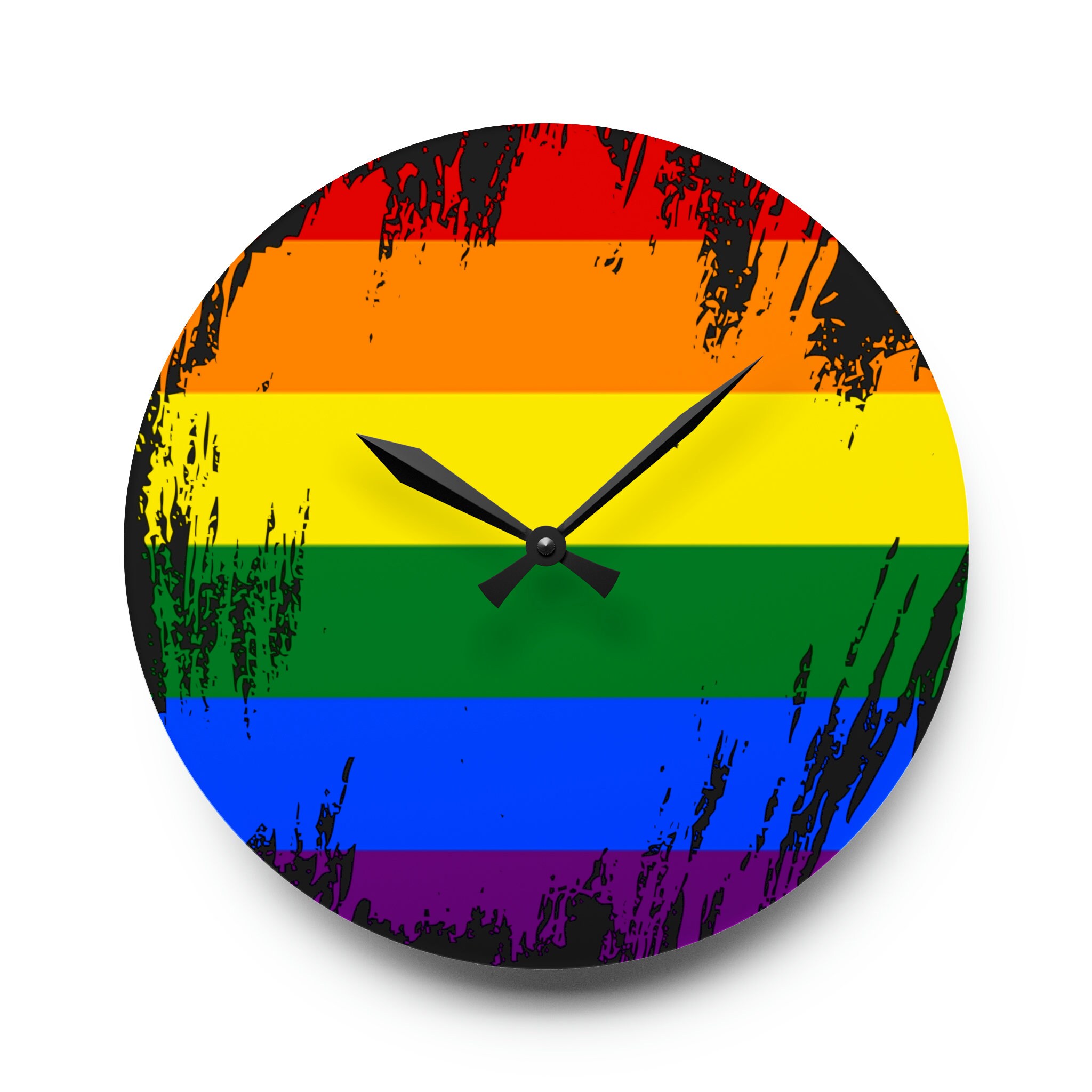 Rainbow Wall Clock Gay Pride Flag LGBT Wall Clock Love is Love Decor ...