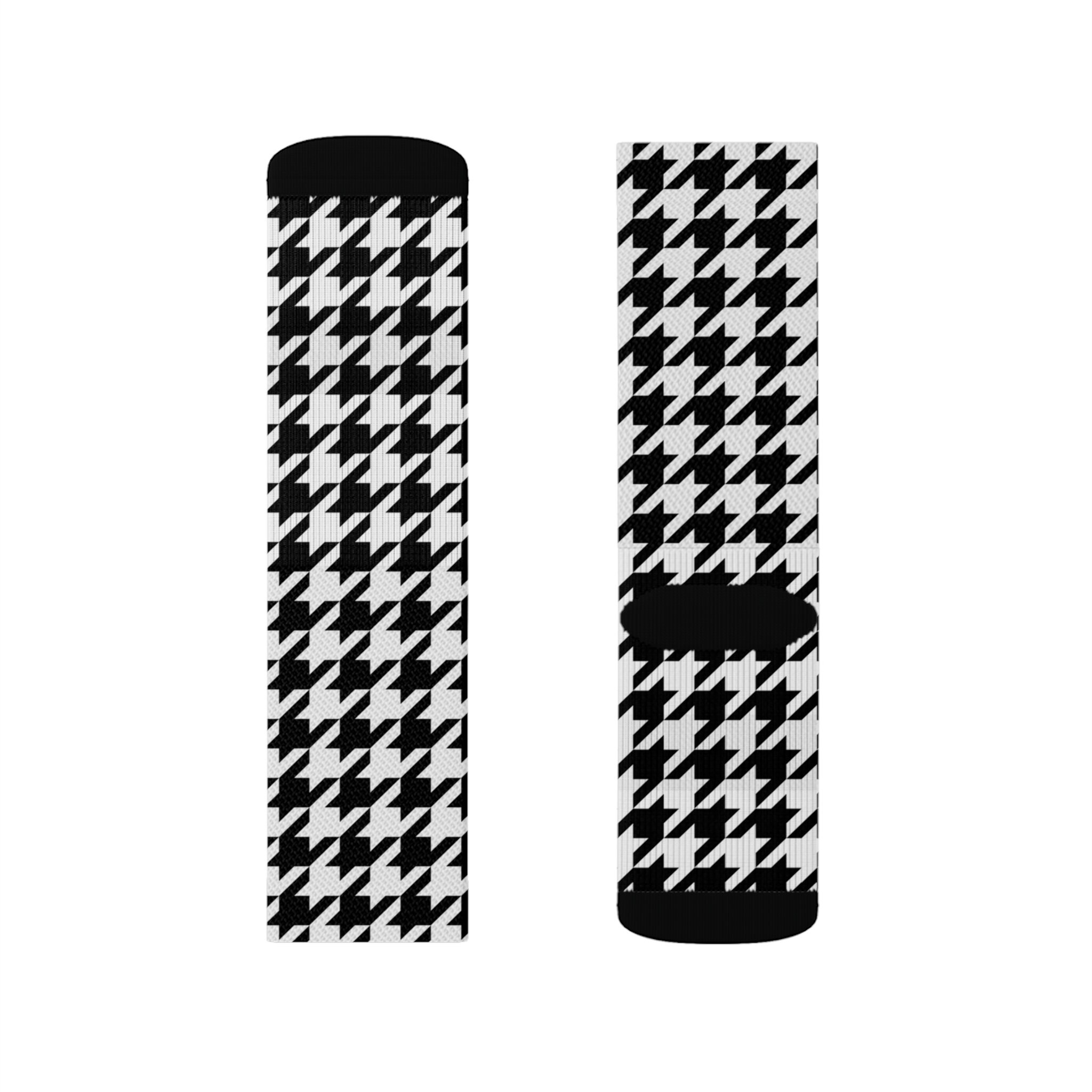 Houndstooth Socks Black and White Socks Fancy Socks Unique Style Funny ...