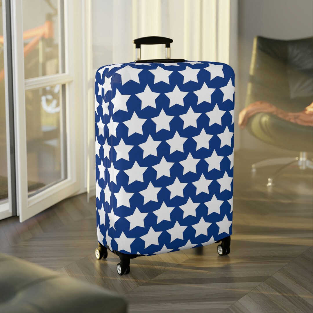 Blue Luggage Cover White Stars Patriotic Suitcase Cover Luggage Decor ...