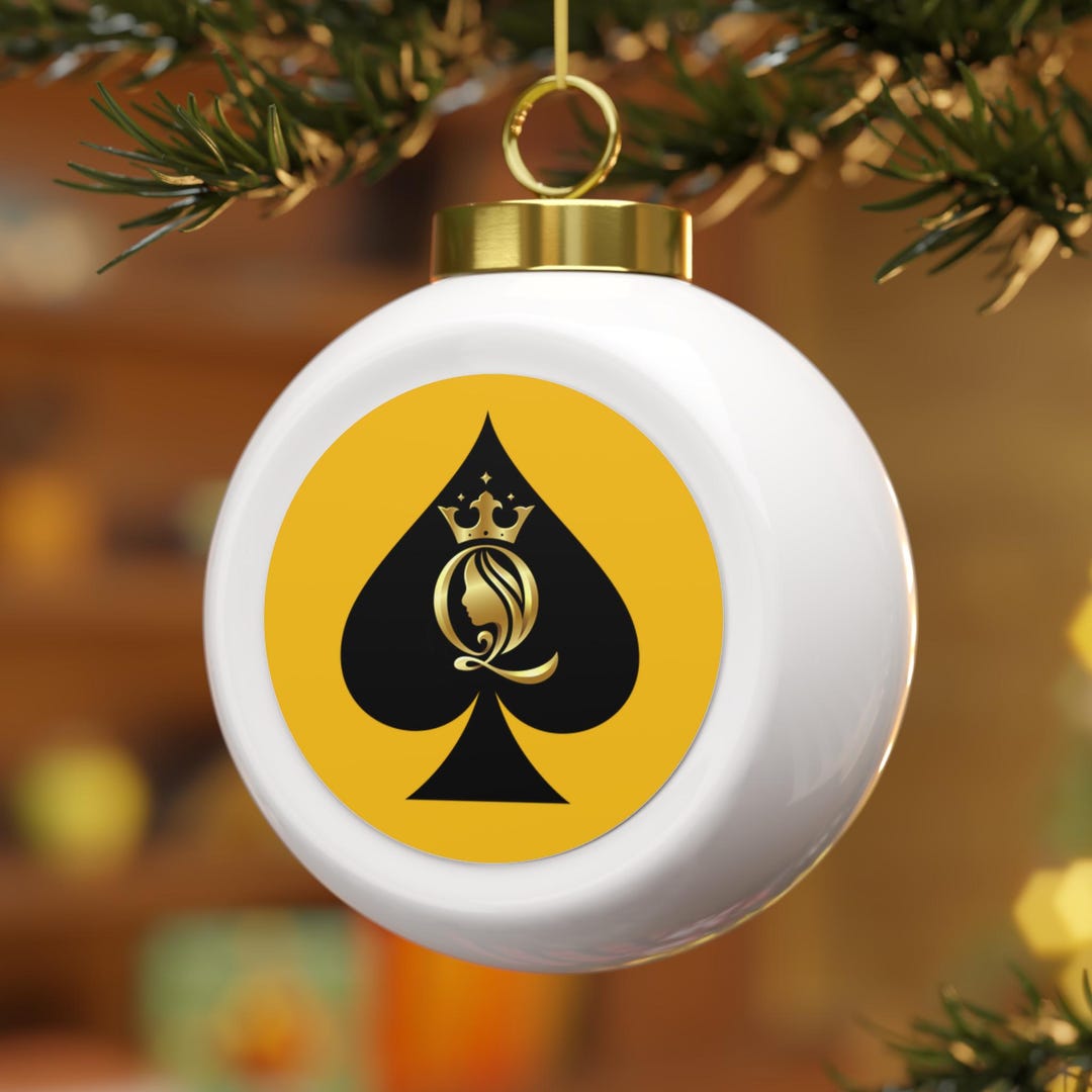 Queen of Spades Christmas Ball Ornament Holiday Decoration Card Player ...