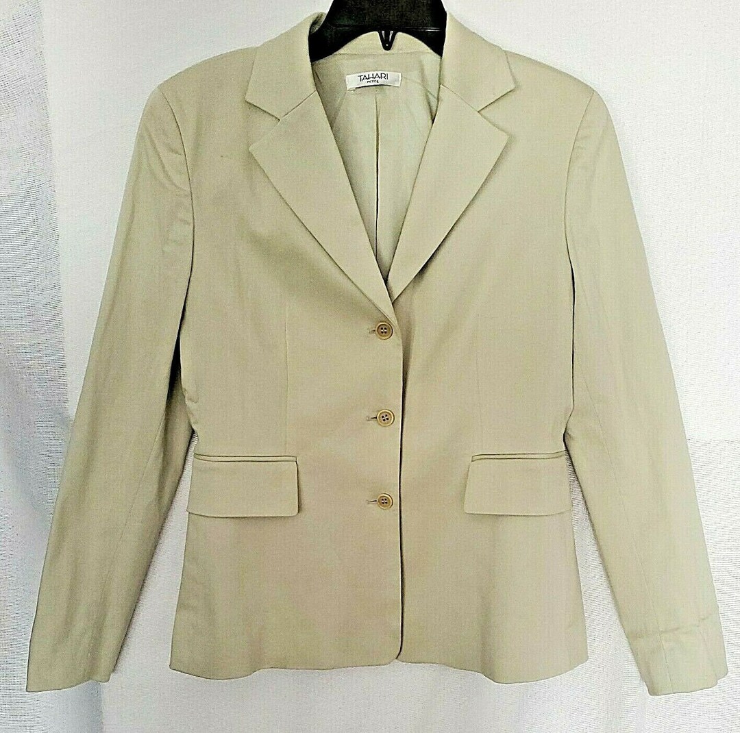 Women's Beige Jacket Work Blazer Casual Suit Lined Jacket Vintage ...