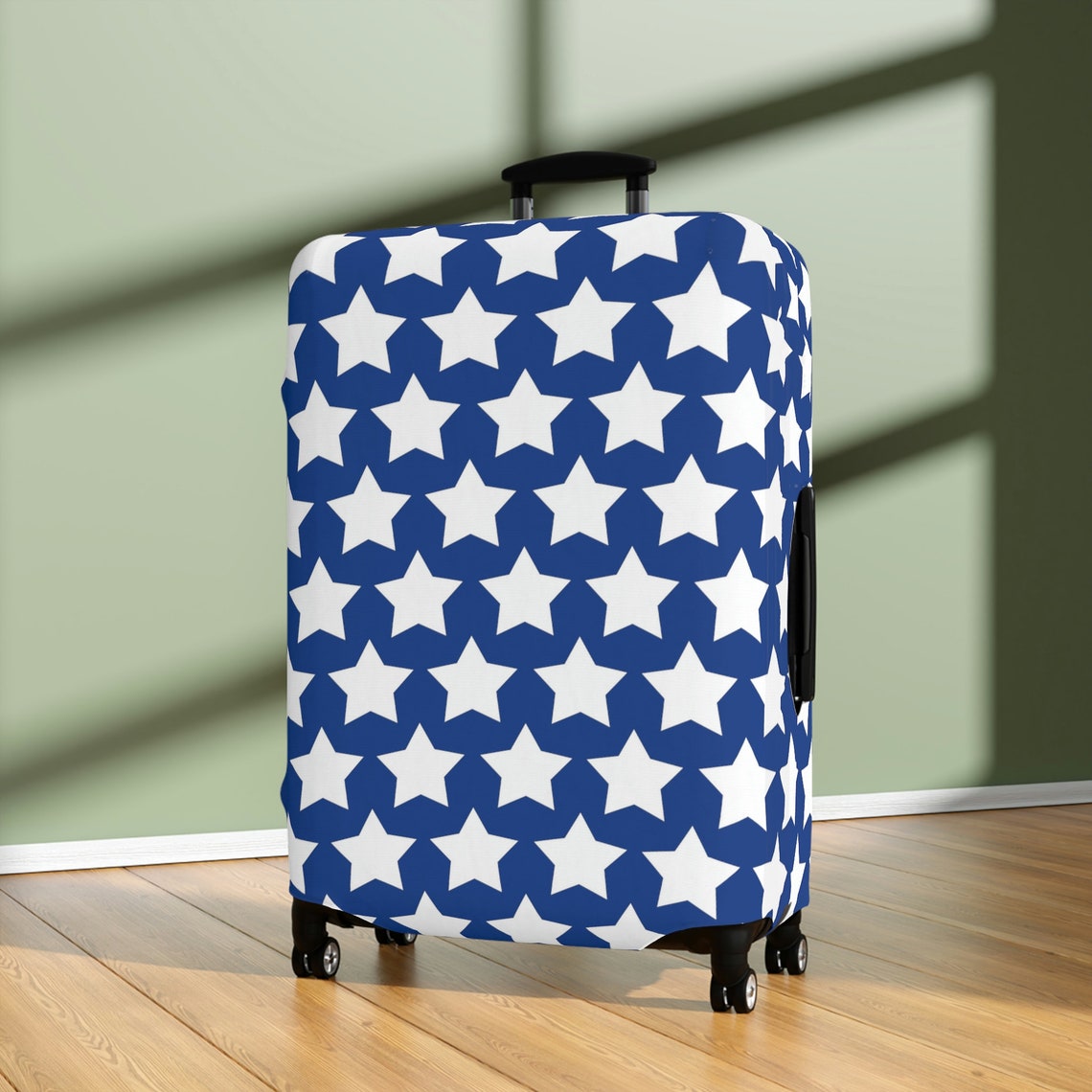 Blue Luggage Cover White Stars Patriotic Suitcase Cover Luggage Decor ...