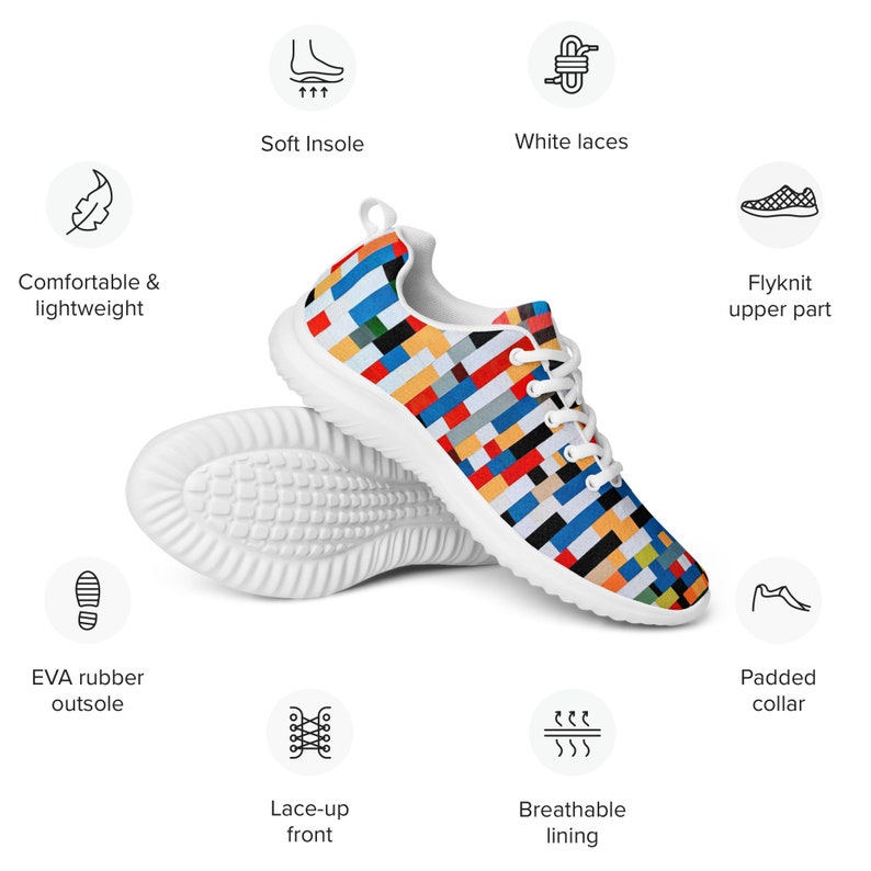 Womens Athletic Shoes Gamer Sneakers Box Pattern Footwear Colorful ...