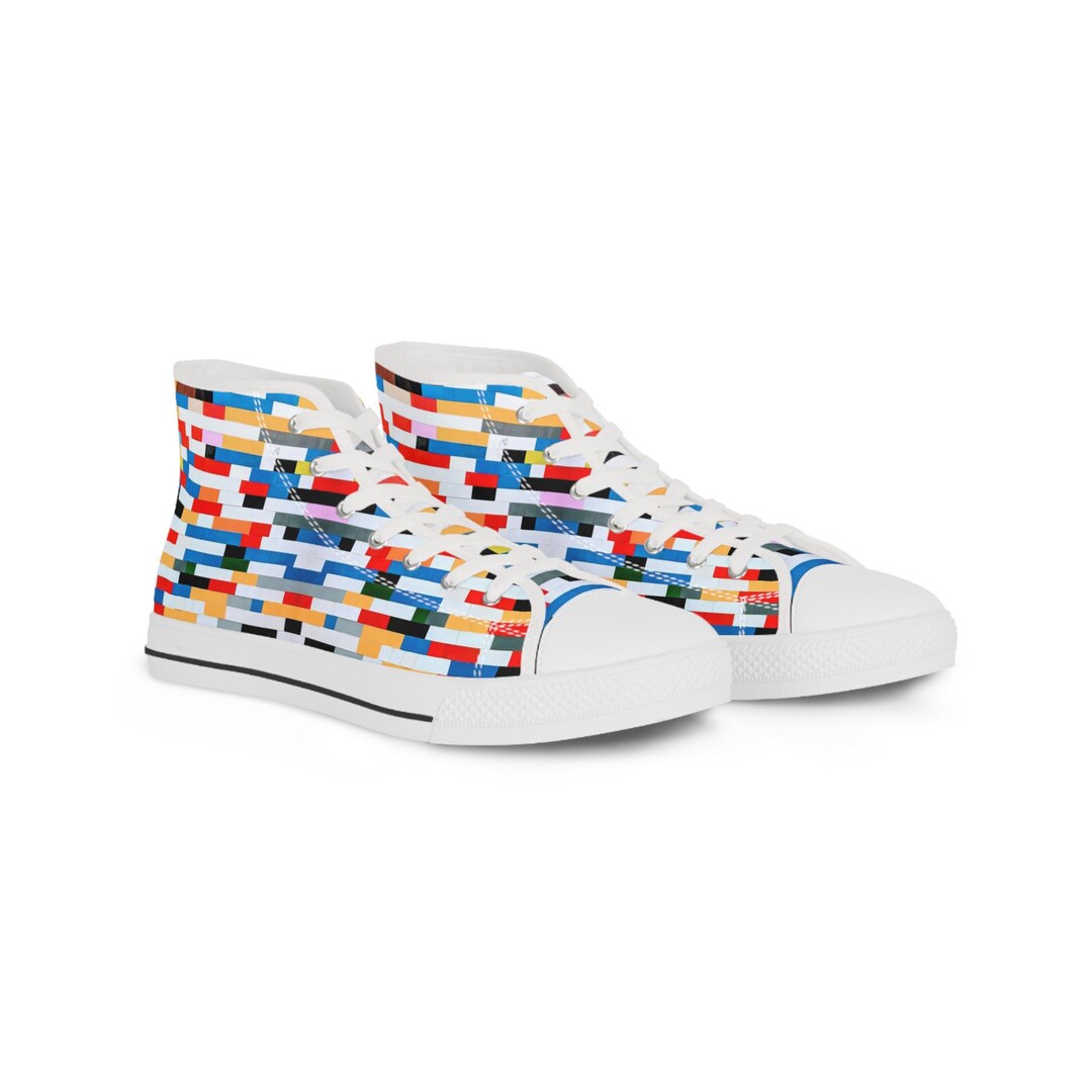 Men's High Top Sneakers Block Pattern Sneakers Gamer Shoes Designer ...