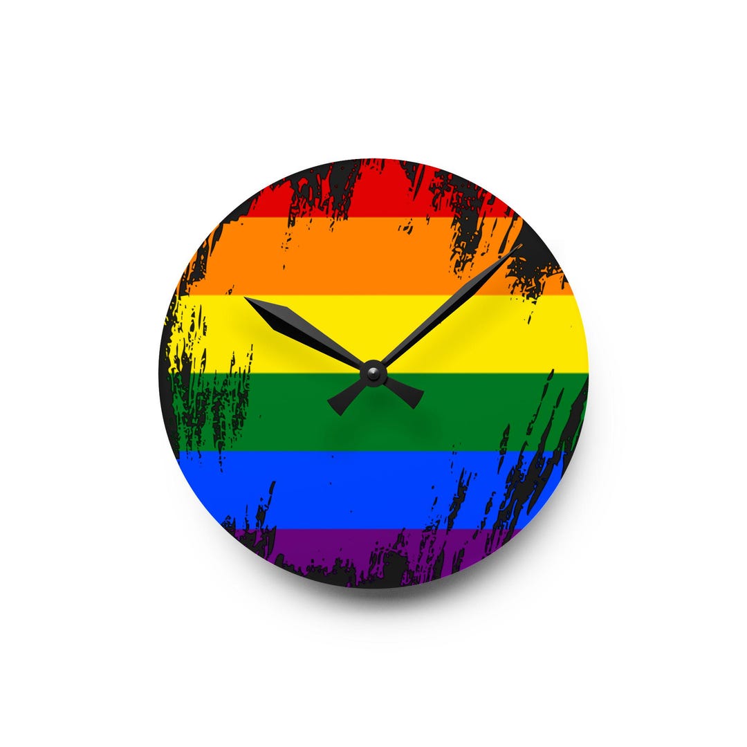 Rainbow Wall Clock Gay Pride Flag Wall Clock Love is Love Decor Unique ...