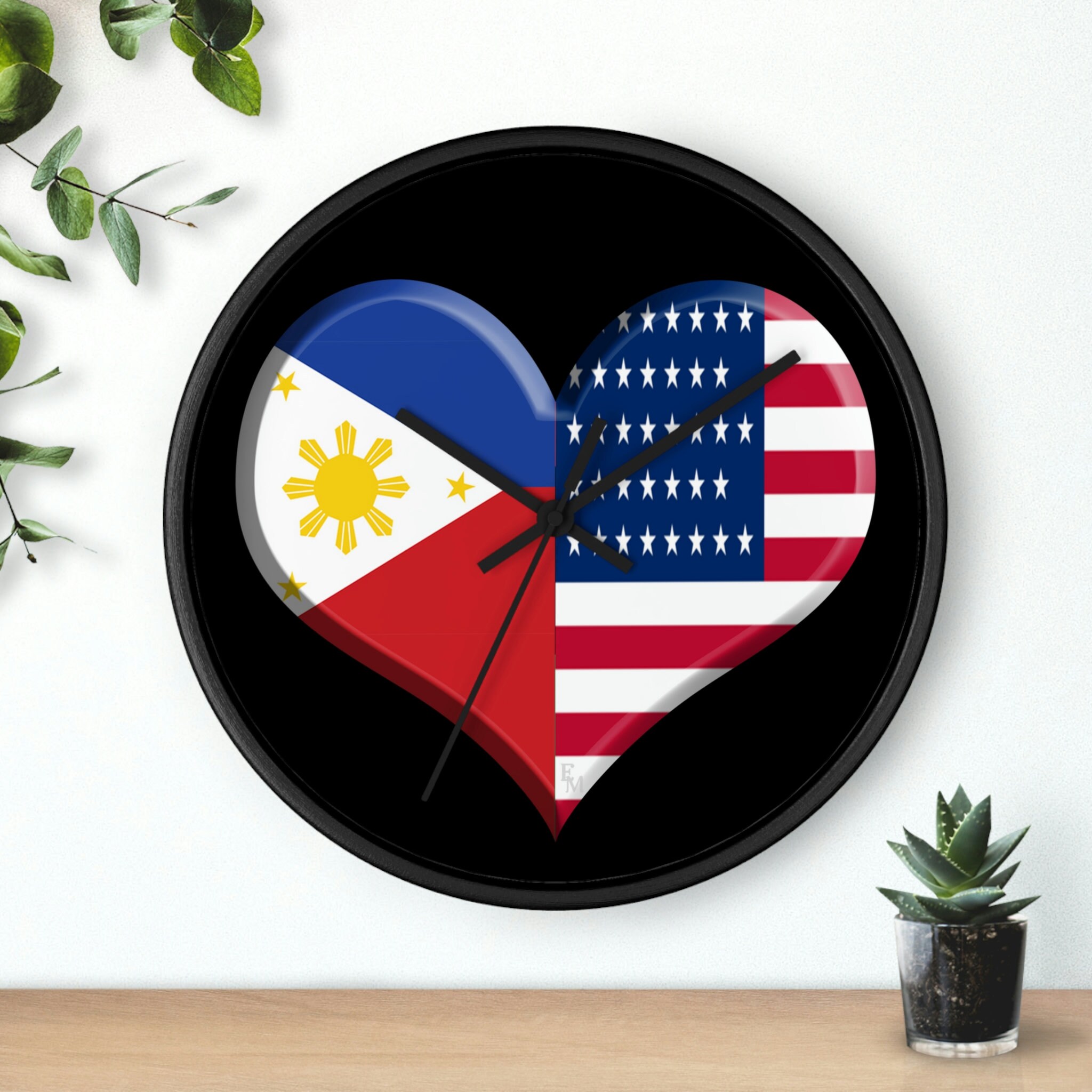Philippine American Flag Heart Wall Clock Filipino Pride - Etsy