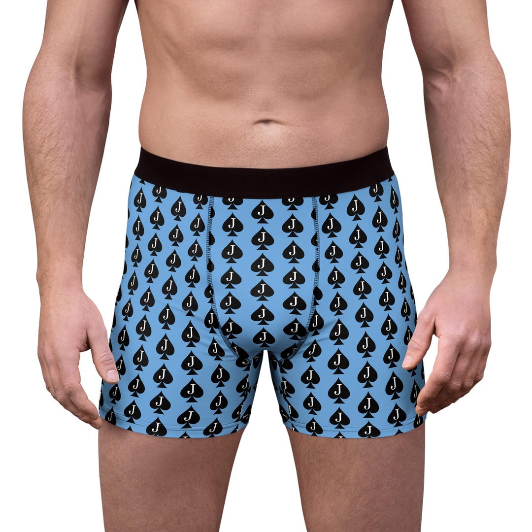 Men's Jack of Spades Boxer Briefs Black Spades Pattern Blue Underwear ...