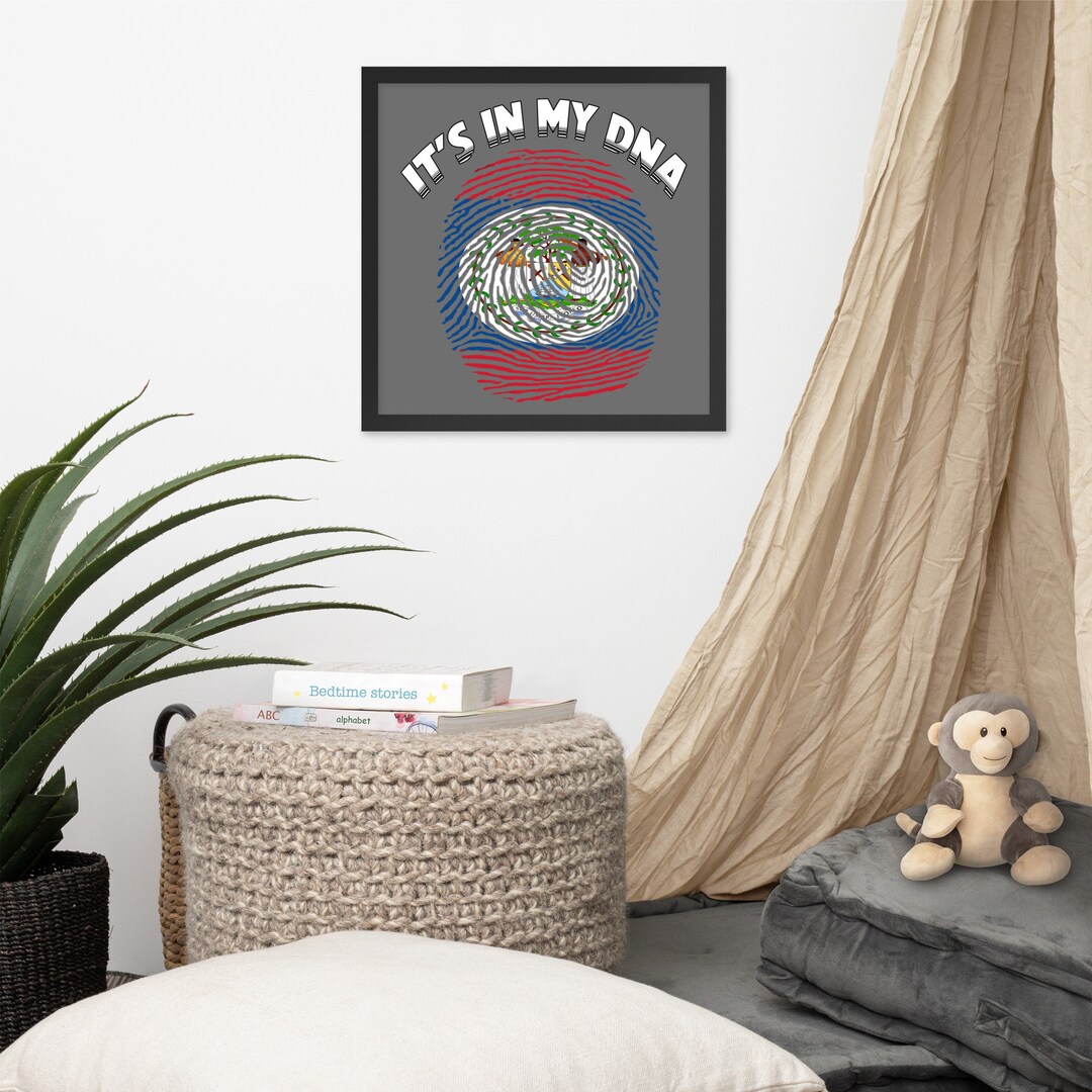 Framed Poster Belizean Flag Finger Print Poster Belizean Born Family ...