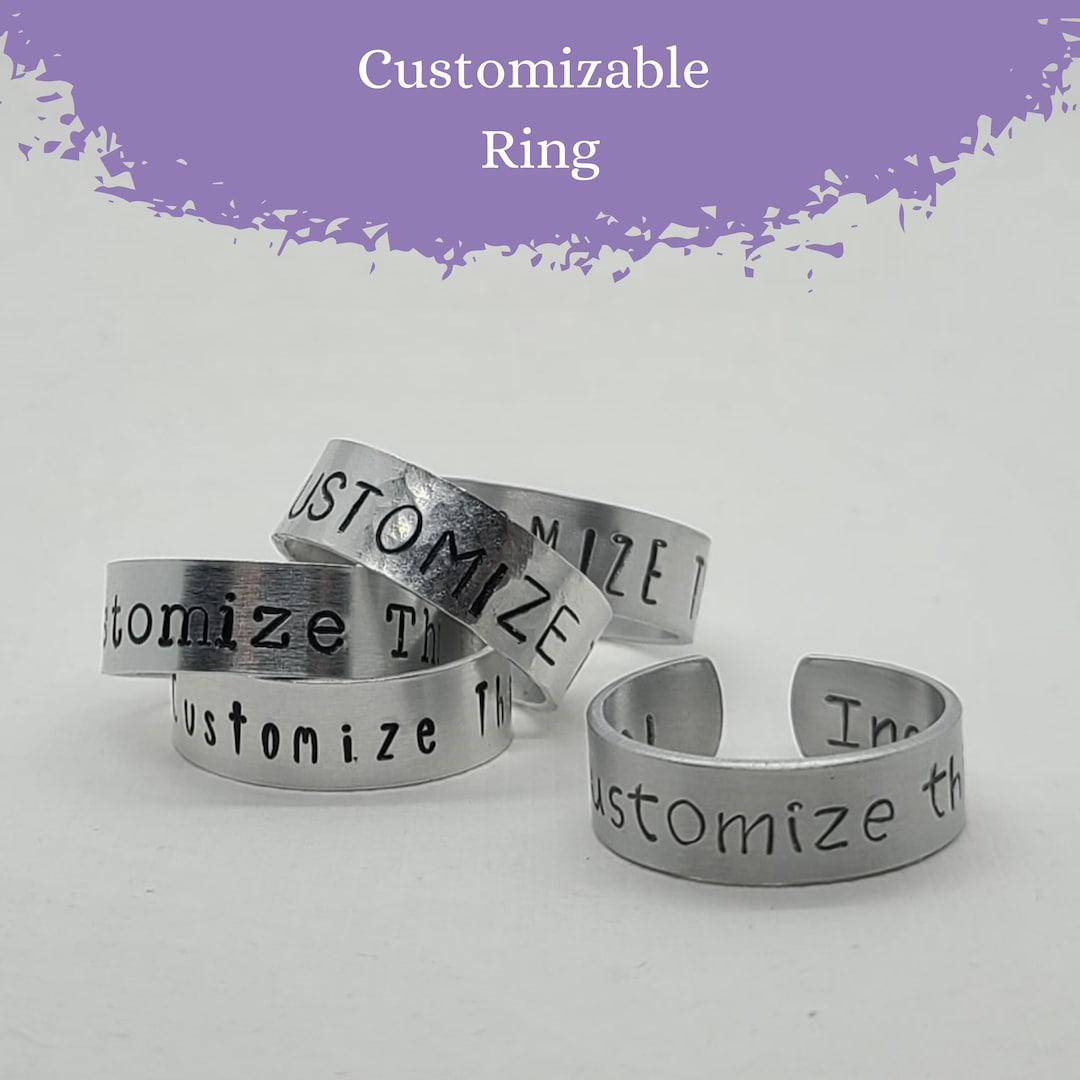Custom Hand Stamped Metal Ring - Etsy