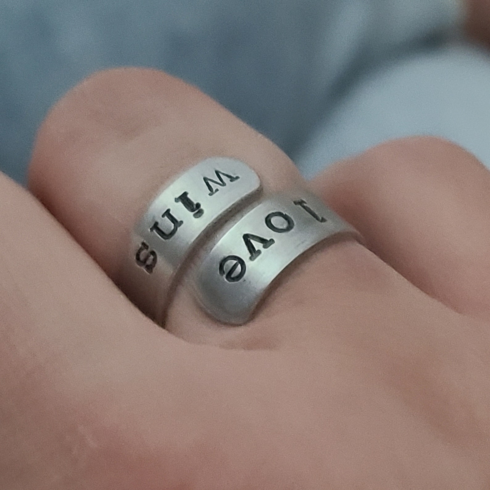 Custom Hand Stamped Metal Wrap Ring - Etsy