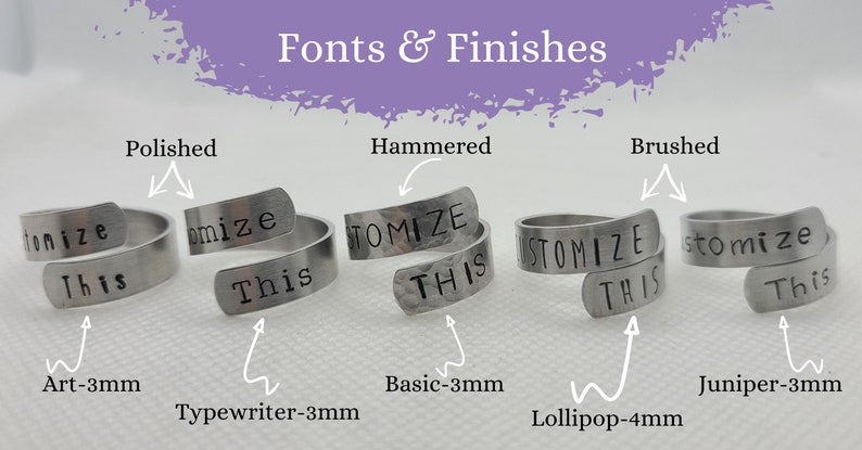 Custom Hand Stamped Metal Wrap Ring - Etsy