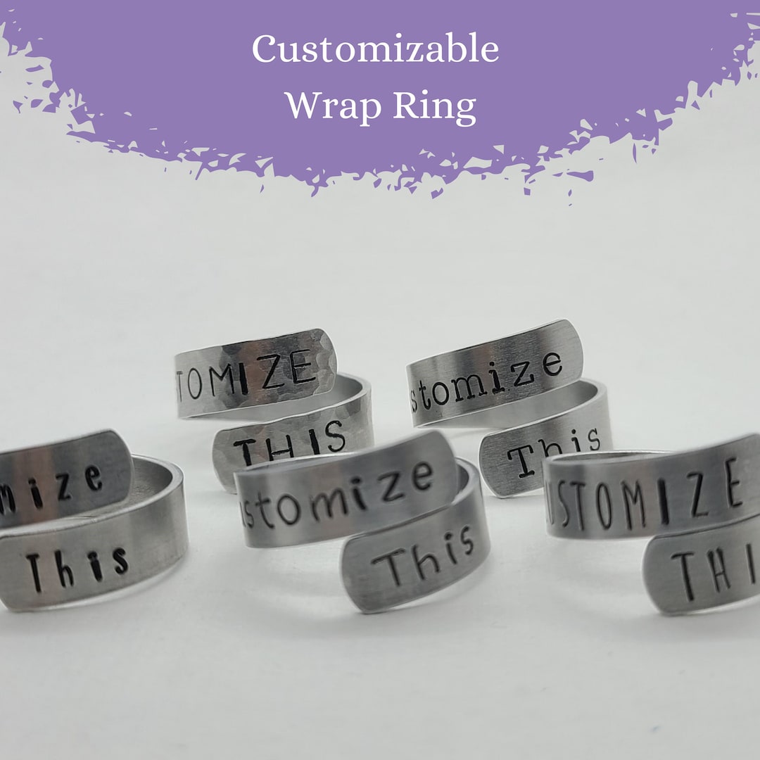 Custom Hand Stamped Metal Wrap Ring - Etsy