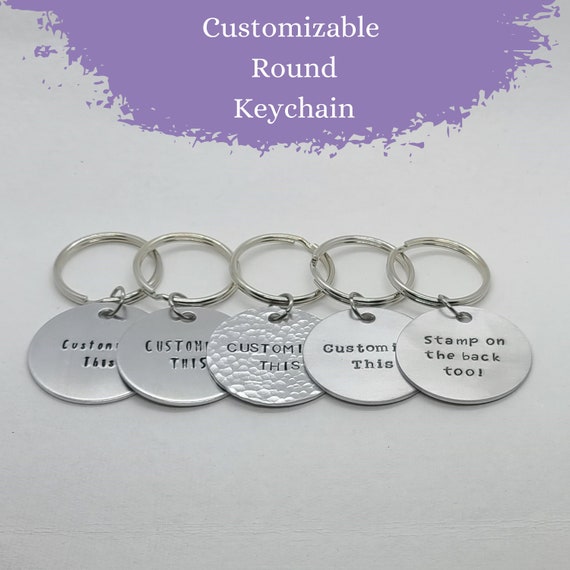 Custom Hand Stamped Metal Keychain Round - Etsy