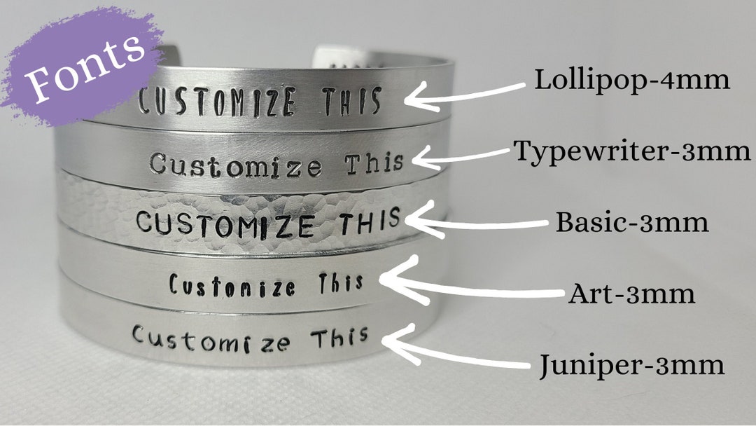 Custom Personalized Hand Stamped Metal Cuff Bracelet - Etsy