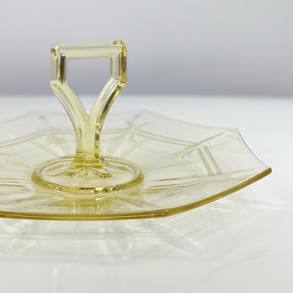 Yellow Depression Glass Handle Tray - Etsy