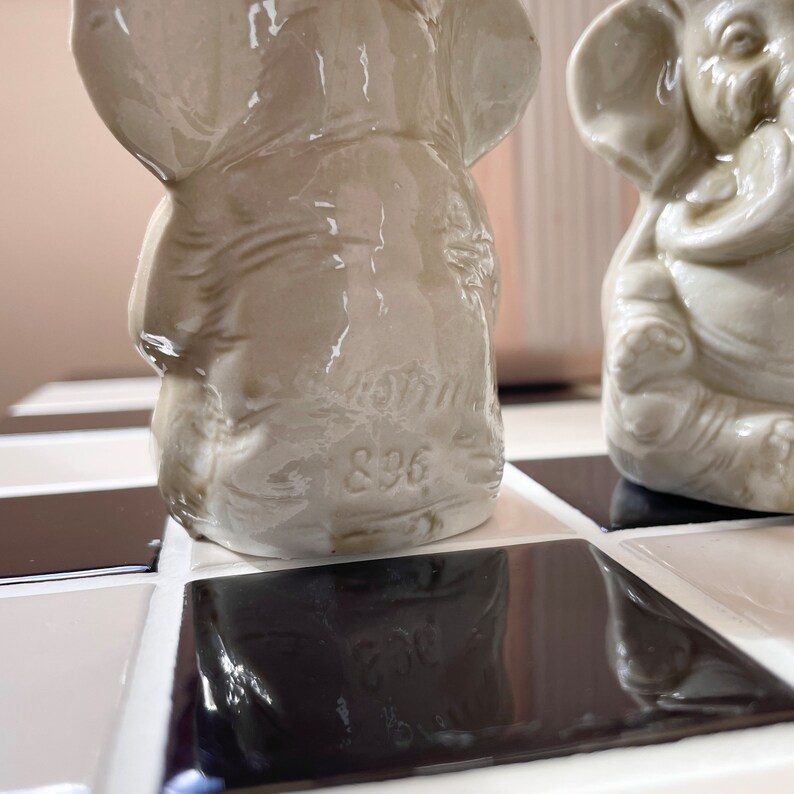 Vintage Elephant Candlestick Holders Glazed Ceramic Small Home Decor ...