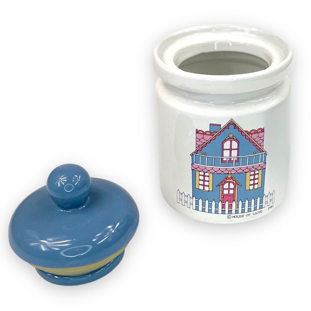 Blue and Pink House Jar | 1991 House of Lloyd | Vintage Ceramic Kitchen ...