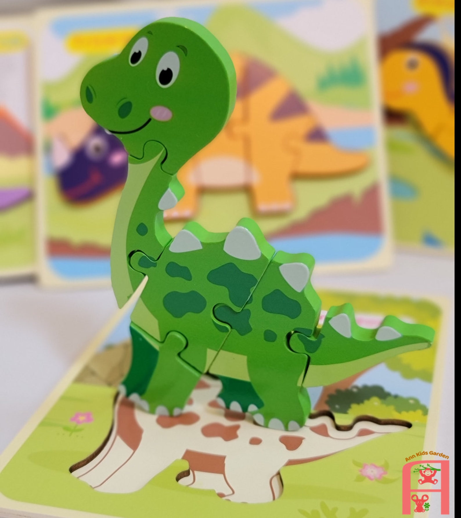Wooden 3D Jigsaw Puzzles Prehistoric Dinosaurs, Preschool Learning ...