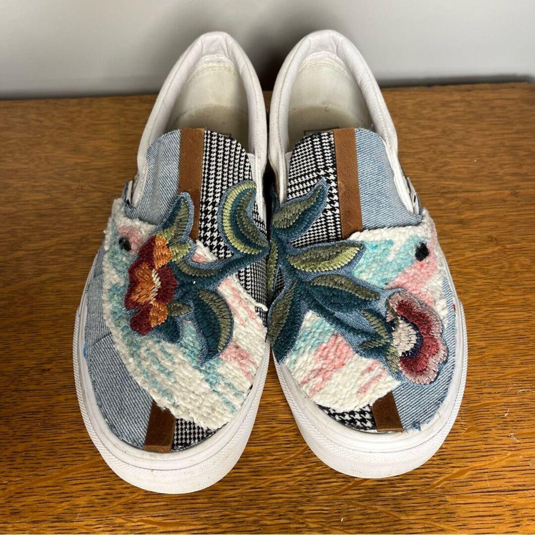 Vans Custom Reworked Upcycled Embellished Patchwork Classic Slip on ...