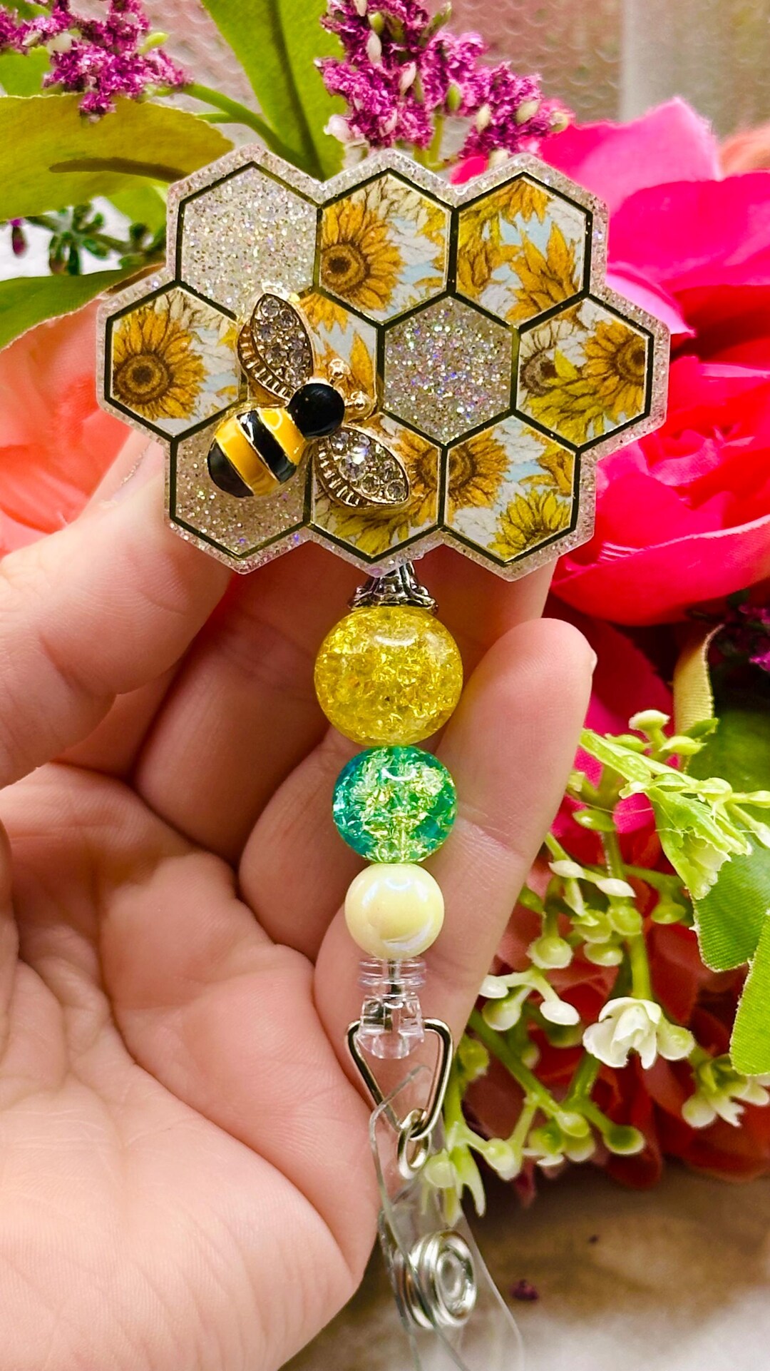 Honeycomb Bee, Badge Reel, Resin,retractable ID Holder, LPN, RN, Nurse ...